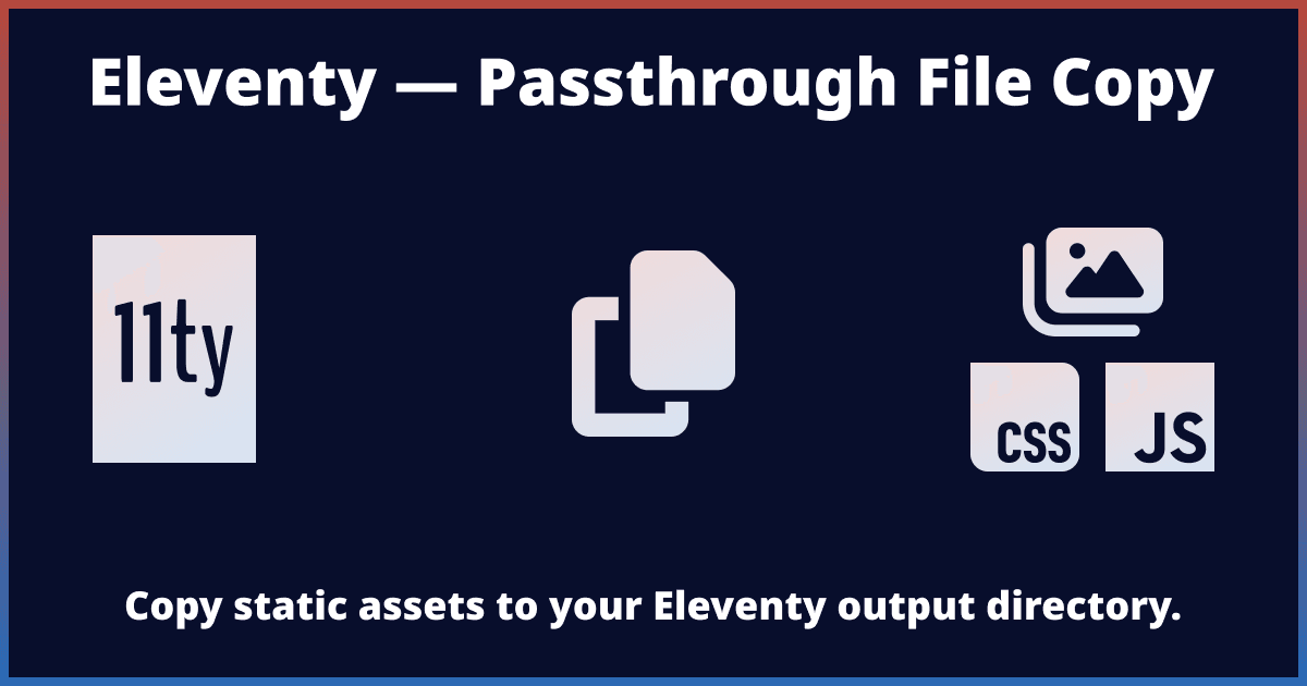 Eleventy — Use Passthrough File Copy to Add Assets